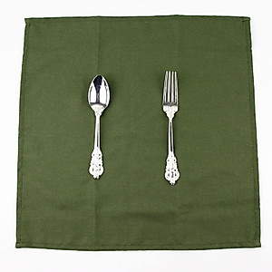 INFEI Solid Color Cotton Linen Blended Thin Dinner Napkins - Pack of 12 (40 x 40 cm) - for Events & Home Use (Army Green)