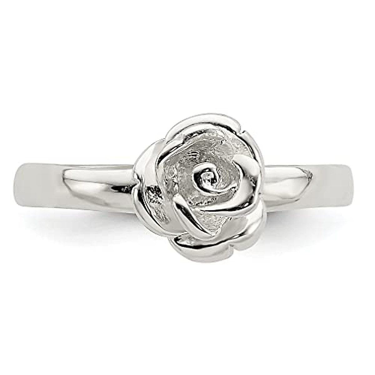 IceCarats 925 Sterling Silver 8mm Rose Flower Ring Size 7
