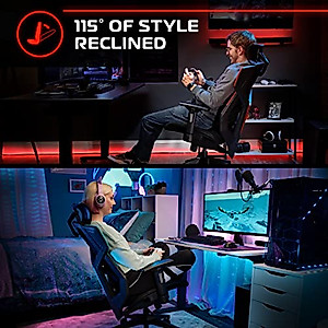 RESPAWN FLEXX Gaming Chair Mesh Ergonomic High Back PC Computer Desk Office Chair - Adjustable Lumbar Support, Seat-Slide, 115 Degree Syncro-Tilt Recline, 2D Armrests & Headrest, 300lb Max - Black