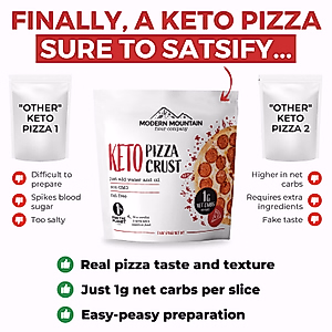 Keto Pizza Crust - Low Carb and Keto Friendly - Only 1g Net Carbs - Incredible Taste and Texture - Zero Sugar - Just Add Water and Oil - Keto Has Never Been So Easy - Keto Food - No Almond Flour - Non-GMO Sourced (7.6oz Mix) (1-Pack)