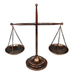 Owlgift Vintage Style Metal Libra Jewelry Display Tray Cosmetic Organizer Storage, Lawyer Scale of Justice, Farmhouse Candleholder - Bronze, 12.6" W x 16.5" H