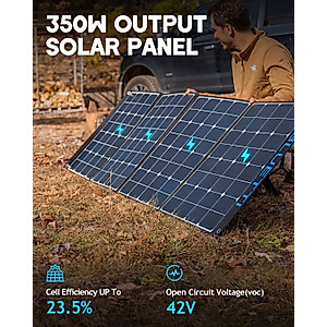 BLUETTI SP350/350W Solar Panel for AC200MAX AC200P AC300 B230 B300 EB240 Solar Generators, Foldable Portable Solar Power Supply with Adjustable Kickstand, Off Grid System for Outdoor Adventure Road