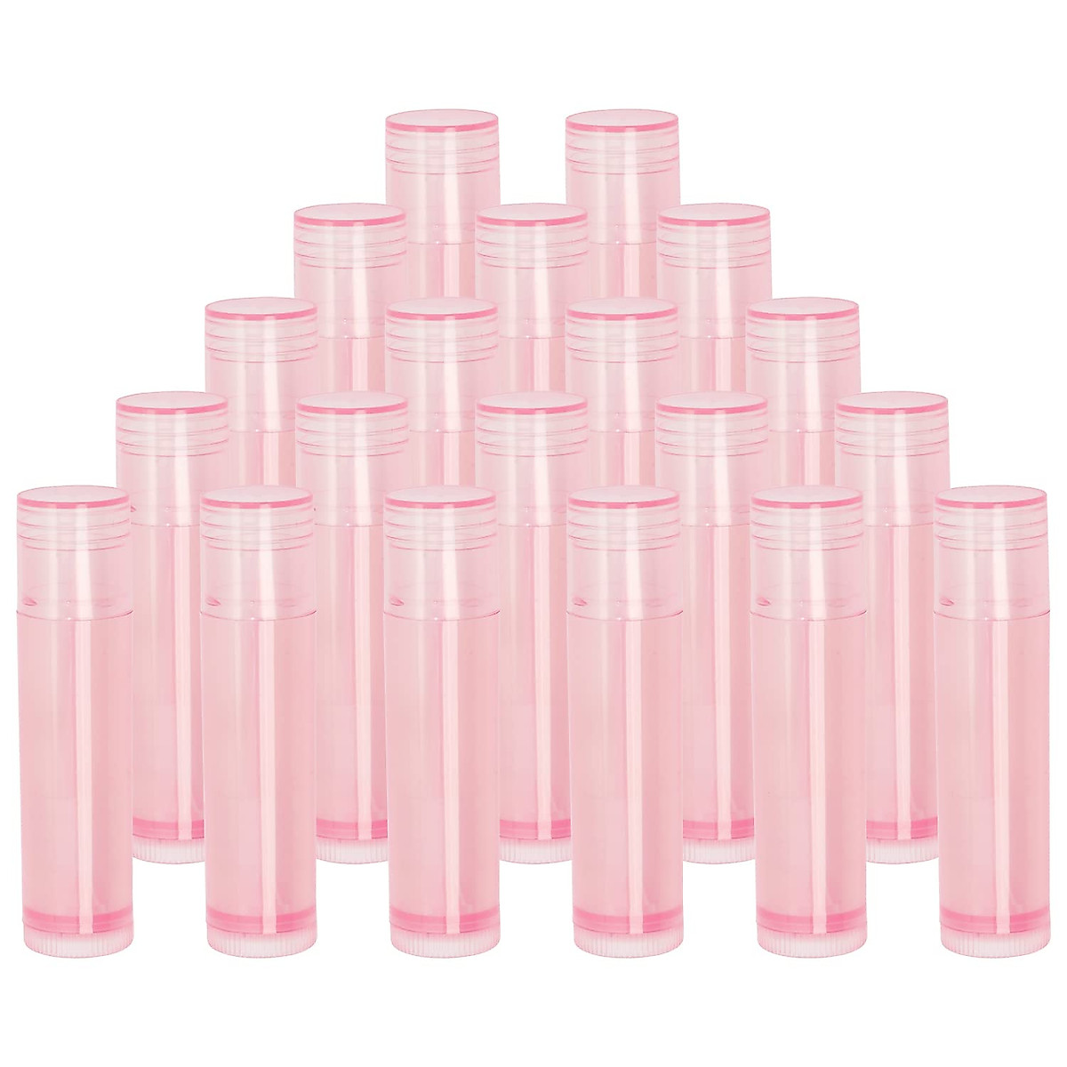 Mini Skater 20Pcs 3/16 Oz (5.5ml) Translucent Lipstick Cosmetic Empty Lip Gloss Lipstick Balm Tube With Caps Container Bottle For Lady Women Makeup Tool (Pink)