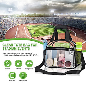 Busiuw Clear Bag for Stadium Events 12×6×12 Clear Tote Bag Lunch Bag with Reinforced Straps for Stadium Work Travel and Sporting Events