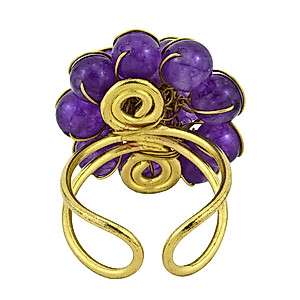 AeraVida Elegant Purple Amethyst Gemstone Cluster in Brass Statement Ring | Elegant Handmade Jewelry for Women | Handmade Brass Ring | Purple Amethyst Gift for Women | Statement Ring Jewelry