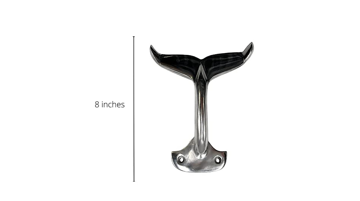 Whale Tail Decorative Wall Hook - 8 Inches Aluminum