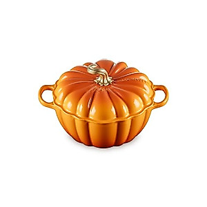 Le Creuset Enameled Cast Iron Figural Pumpkin Cocotte, 4 qt., Persimmon with Gold Figural Knob