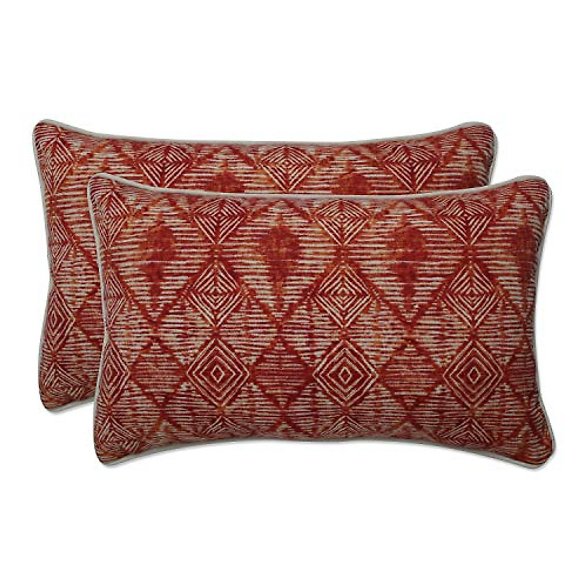 Pillow Perfect Outdoor | Indoor Nesco Sunset Rectangular Throw Pillow (Set of 2), 11.5 X 18.5 X 5, Red