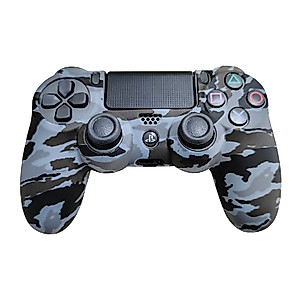 PS4 Controller Skin Shell Anti-Slip Silicone Gaming Grip Cover Protector Case for Sony Playstation 4 Slim PS4 Pro Gamepad Controller Skins with 10 Thumb Grips (Graffiti Grey)