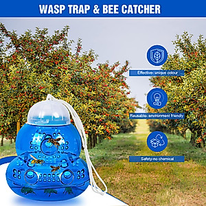 4 Pack Wasp Trap, Hornet Trap Outdoor, Bee Catcher for Outside, Yellow Jacket Killer Hanging, Fly Insect Killer, Yellow & Orange & Green & Blue