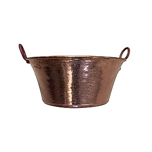 MH GLOBAL Large 26 Inch Heavy Duty Gauge Copper Jam Pan Cazo De Cobre Para Carnitas Tacos