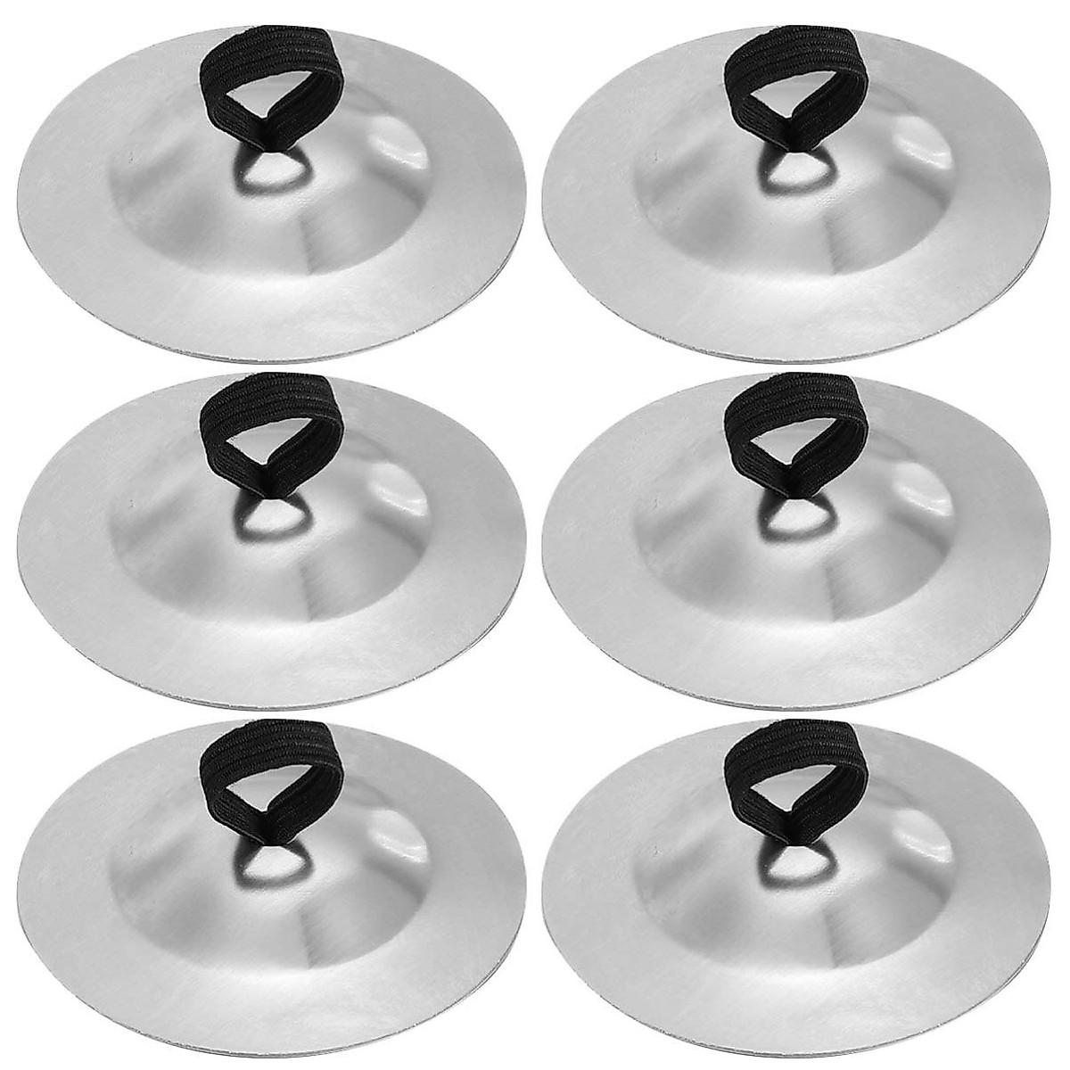 MILISTEN 6Pcs Finger Cymbals, Finger Cymbals Brass Zills Finger Musical Instrument for Dancer Ball Party, Silver