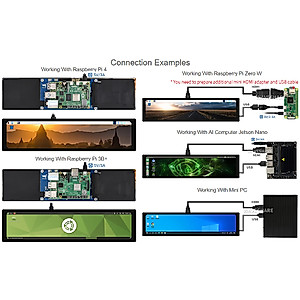 waveshare 11.9inch HDMI LCD 320×1480, IPS Display Capacitive Touch Screen LCD, for Raspberry Pi 4B/3B+/3B/2B/Zero W/Zero 2 W/Zero 2 WH/Jetson Nano/PC/Windows 11/10 / 8.1/8 / 7