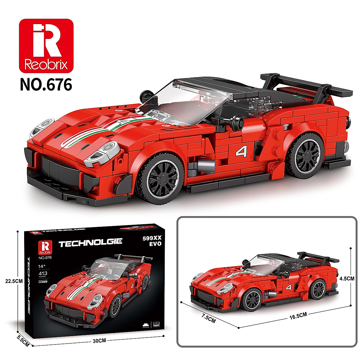 Reobrix 599xx EVO Supercar Building Set, Vehicles Toys Stocking Stuffers Birthday Christmas Toy Gifts for Boys or Girls Age 6+. (413PCS)…