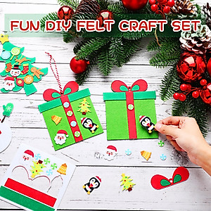 Poen 36 Pcs Christmas Felt Crafts for Kids DIY Christmas Tree Santa Claus Snowman Stockings Ornaments Felt Gingerbread House Gift Boxes Crafts for Xmas Tree Party Supplies