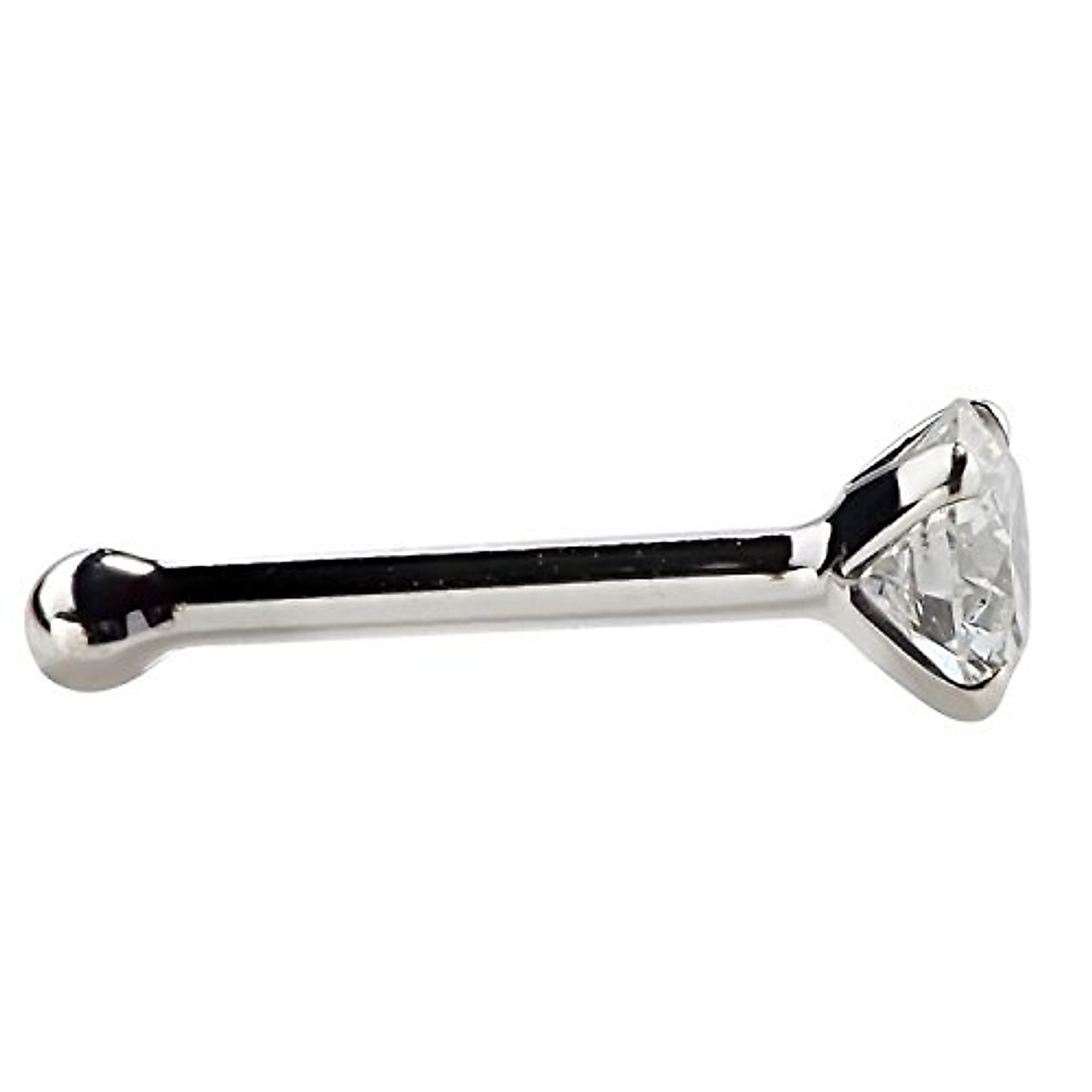 FreshTrends Cubic Zirconia Nose Stud | Nickel-Free 14K White Gold Nose Ring | 14K Gold Nose Studs in Size 1.5mm, 2mm, 3mm | White Gold Nose Stud with CZ 20 Gauge | Real Gold Nose Stud & Nose Bone