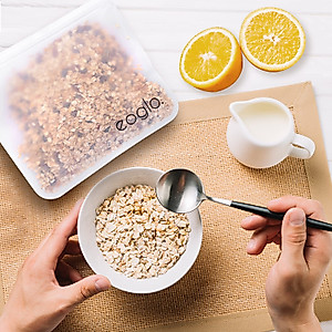 eoglo Reusable Food Storage Bags, BPA FREE, Dishwasher Safe 8 Pack XLarge Gallon Size Freezer Bags