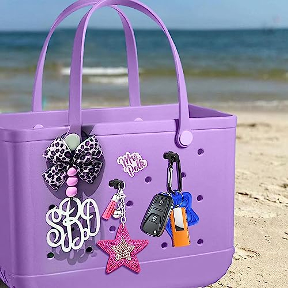 2pcs Key Holder for Bogg Bag, Accessories for Bogg Bags Original X Large, Insert Charm Carabiner Keychain Compatible with Bogg Bag Beach Tote Bag for Finding Your Keys In Your Bogg Bag Quickly