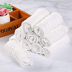 PPOGOO Baby Muslin Washcloths Natural Purified Cotton Baby Wipes Soft Newborn Baby Face Towel 10 Pack Multipurpose