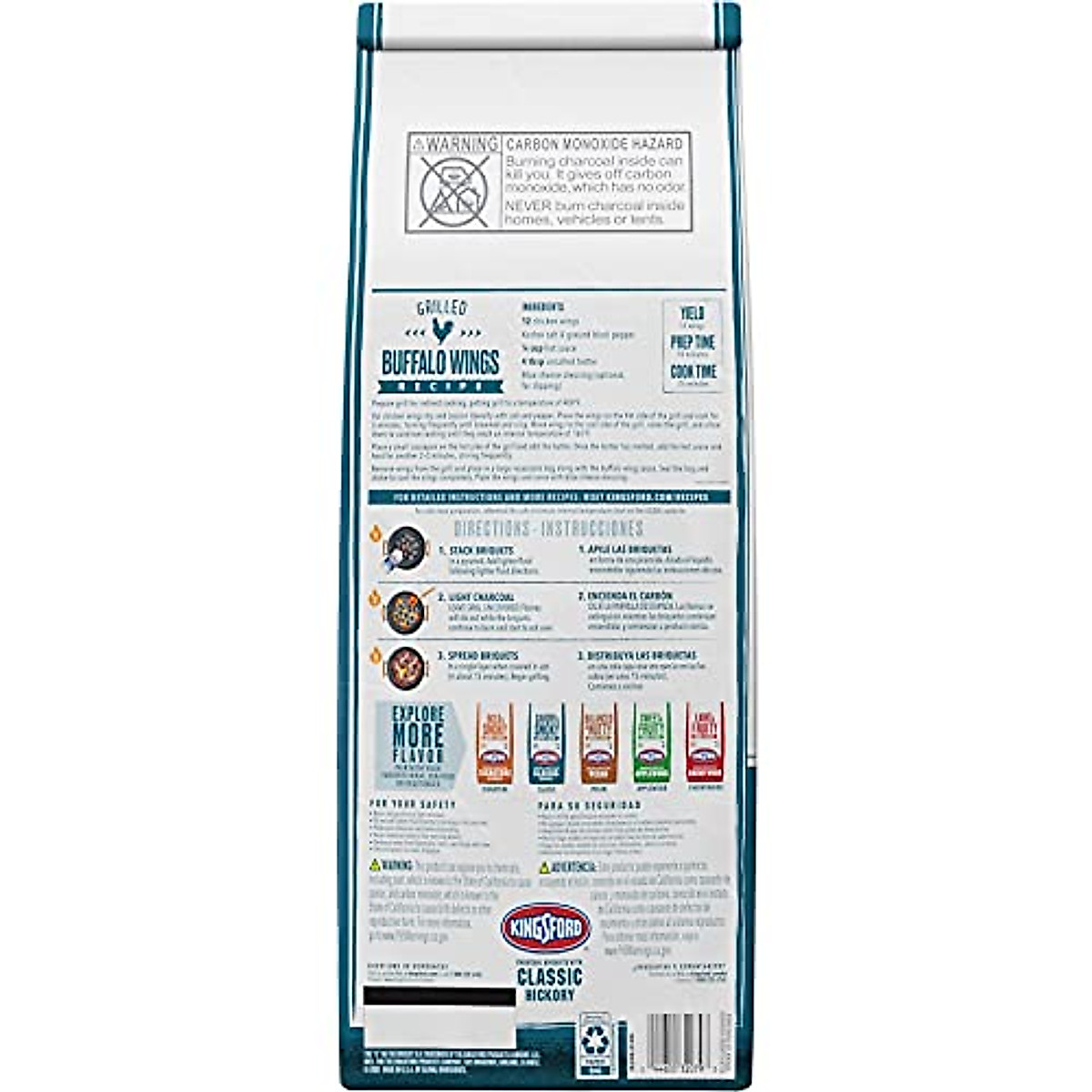 Kingsford 32079 Original Charcoal Briquettes with Hickory, 8 lb, Black