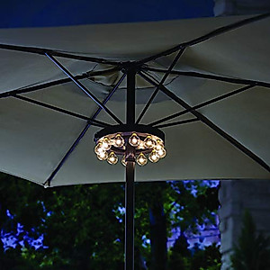 Umbrella Light, Outdoor Umbrella LED Lights Battery Operated Wireless with Remote Control, ZHONGXIN Patio Umbrella Pole Light with 12 Warm White G40 Led Bulbs, for Backyard Umbrellas or Camping Tent …