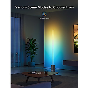 Govee RGBIC Floor Lamp, Modern LED Lyra Corner Lamp with 64+ Scene & Music Modes, 1500 Lumens, DIY Mode, Smart Remote Control Standing Floor Lamp for Bedroom, Living Room, Gaming Room, Black