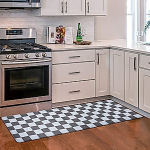 MINISO Kitchen Mat Cushioned Anti-Fatigue Kitchen Rug 17"x 47" Heavy Duty PVC Ergonomic Comfort Standing Mat for Kitchen, Floor, Home, Office, Sink, Laundry - Black