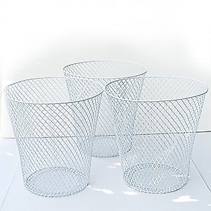 ESSENTIALS Wire Mesh Waste Basket (3, White)
