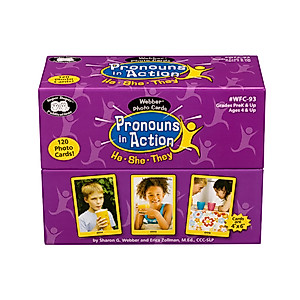 Super Duper Publications | Webber Photo Cards - Pronouns in Action - He, She, and They - Verb Flash Cards | English Grammar - Subjective Third-Person Pronouns | Educational Learning Materials