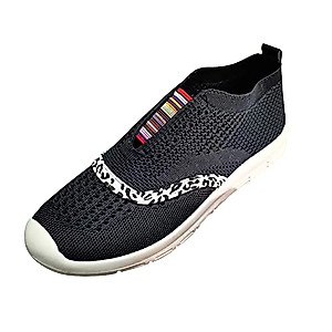 CsgrFagr Fancy Lady Fashion Casual Shoes Mesh Slip On Women Sports Shoes Flat Shoes and Shoes for Women (Black, 7.50)