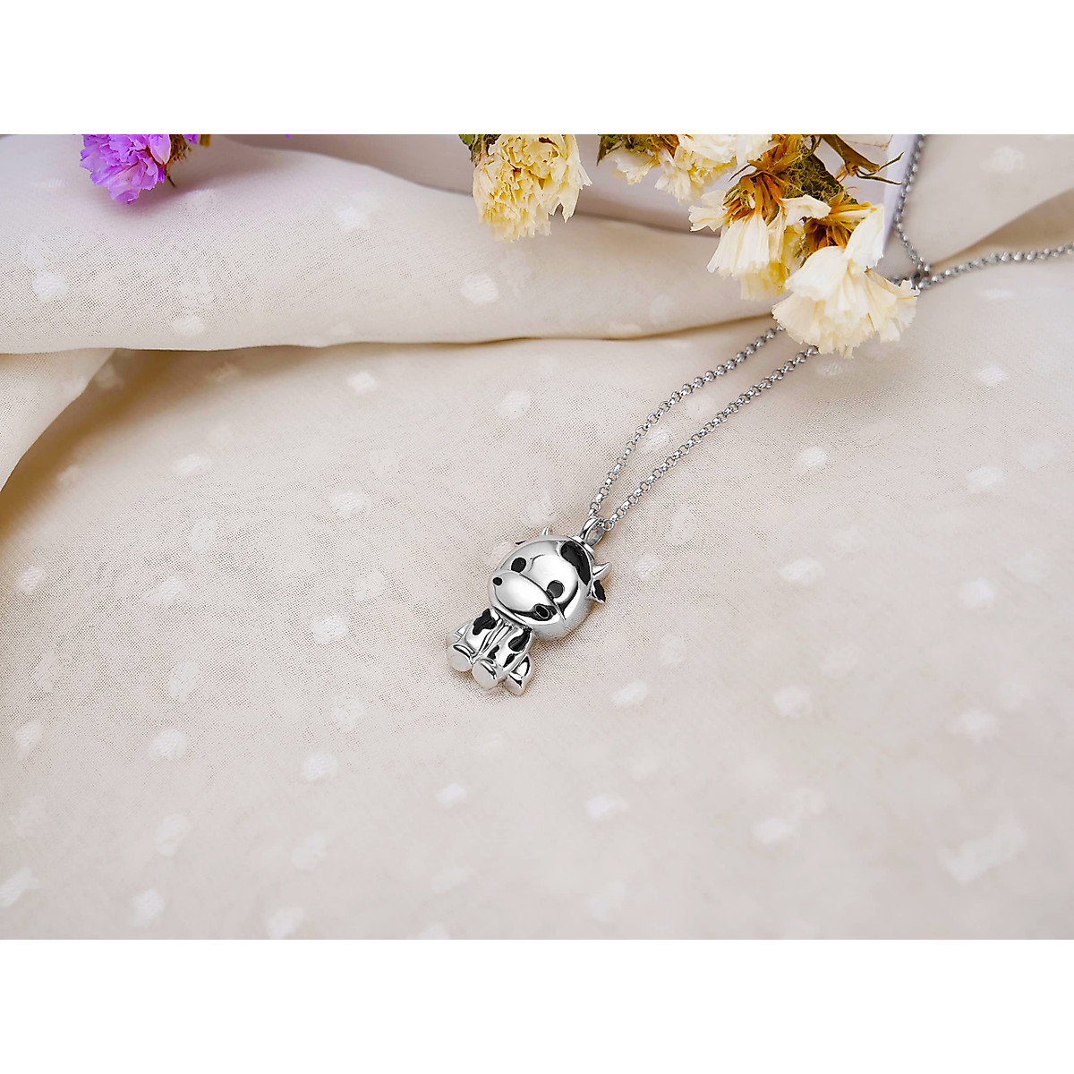 MEIDERBO Cow Urn Necklace for Ashes 925 Sterling Silver Cow Keepsake Cremation Cow Pendant Memory Jewelry Cow Gifts for Women Girls