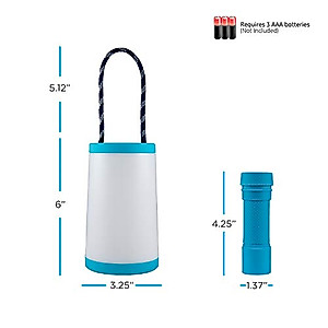 Enbrighten, Teal, 2 in 1 LED Combo Lantern, Flashlight, Task Light, Battery Operated, 200 Lumens, High/Low/Off, Table Lamp, Desk, Camping, Emergency, Storm, 57809