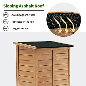 MCombo Outdoor Wood Storage Cabinet, Small Size Garden Wooden Tool Shed with Double Doors, Outside Tools Cabinet for Backyard (24.6”x 18.3”x38.2”) 0985 (Yellow)