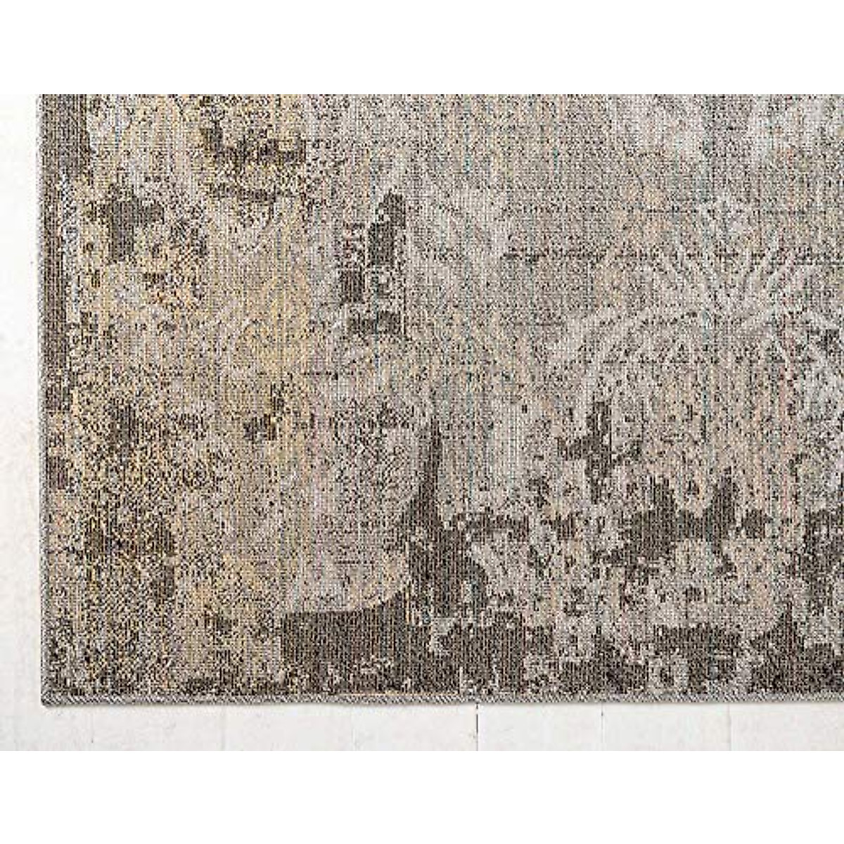 Unique Loom Outdoor Botanical Collection Area Rug - Manchester (9' x 12' 2" Rectangle, Light Gray/ Black)