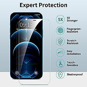 ImpactStrong Shatterproof Tempered Glass Screen Protector for iPhone 12 Mini [Easy Installation Frame] [Bubble Free] [9H Hardness] [Full Coverage] Case Friendly, 5.4 Inch (3-Pack)