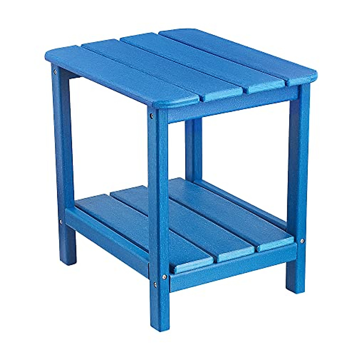 BASCWIHOM Outdoor Side Tables, Poly Lumber Adirondack Side Table Weather Resistant, 2-Tier Patio End Tables Waterproof & Easy Maintenance for Outside, Garden, Lawn, Pool (Blue)