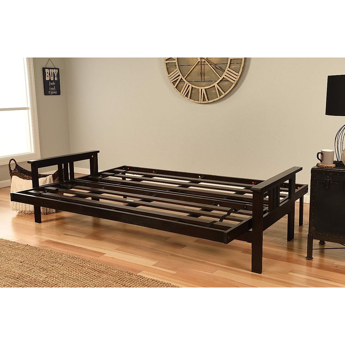 Kodiak Furniture Monterey Futon Set in Espresso Finish, Suede Navy
