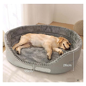 ITOMEN Pet Bed Autumn Winter Dog Bed Removable Kennel Pet Large Sofa Plus Thick Deep Sleep Cushion Puppy Mat Dog Comfort (Color : Gray, Size : 80x65x23cm(30kg))
