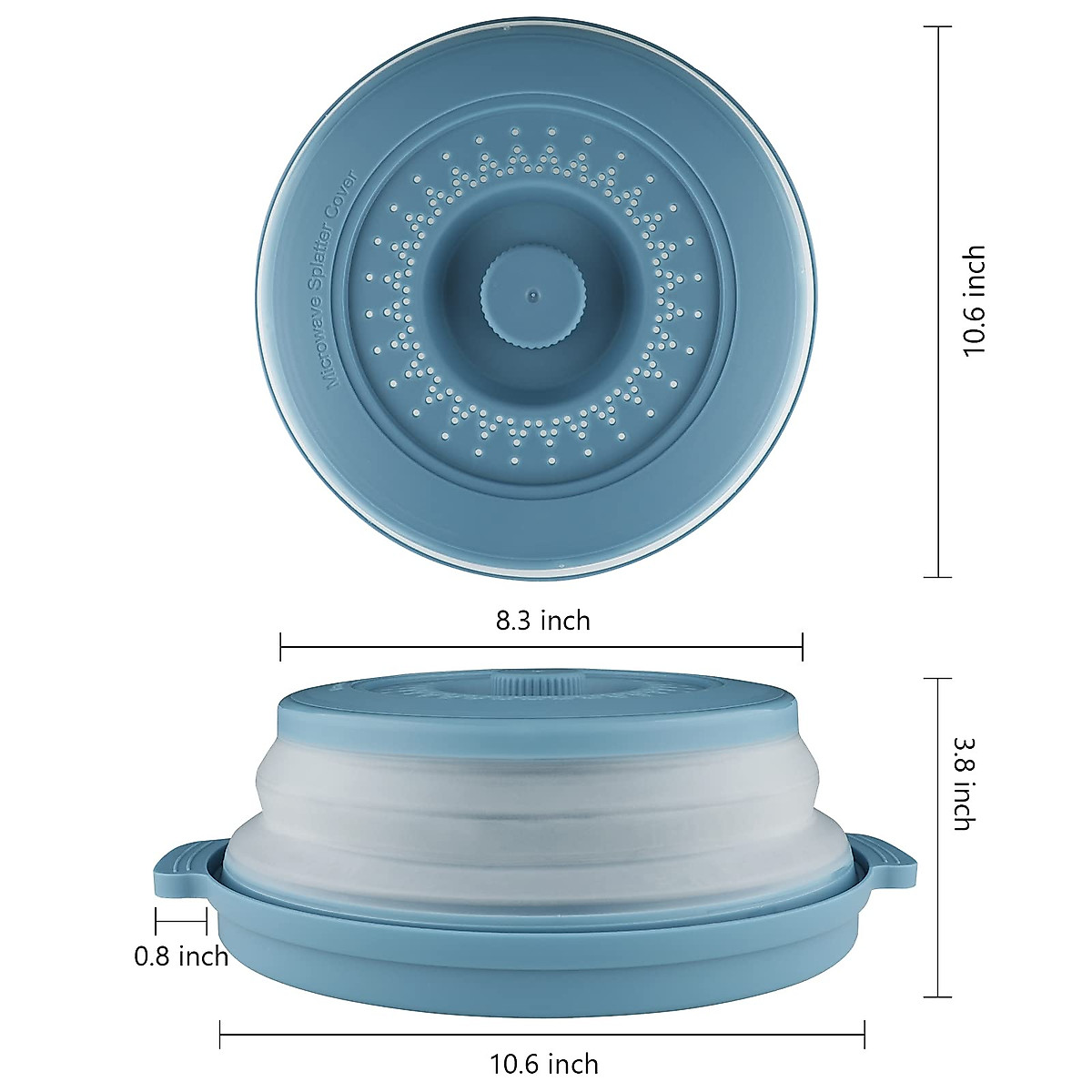 Microwave Splatter Cover with Plate Tray Set Microwave Cover for Food BPA Free 10.6 Inch Lid Microwave Splatter Guard Fit More Plates（Blue）