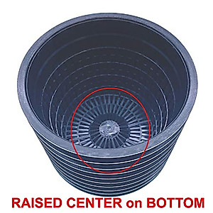 HORTIPOTS 5 Inch Net Pots Raised Center Bottom Mesh Side Wide Rim Round Cup with Free Reflective Top Lids for Hydroponics Systems (Pack of 10, Black)