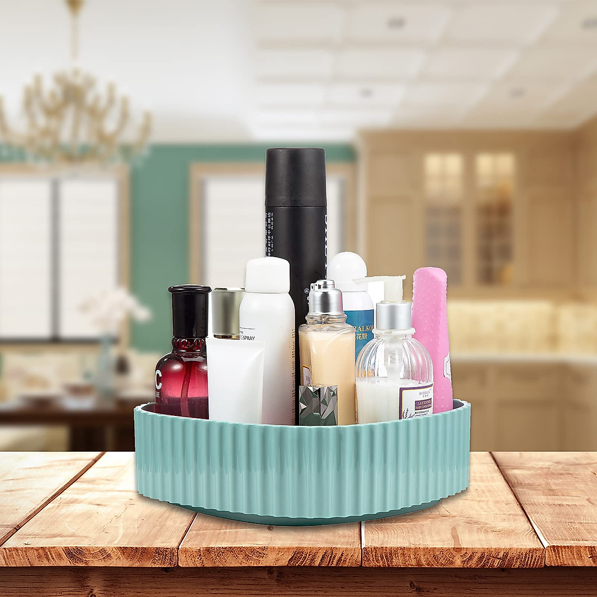 OMODDOS Lazy Susan Turntable for Cabinet，9.5" Plastic Lazy Susan Organizer，Turntable Organizer for Pantry, Countertop, Fridge, Living Room, Bathroom