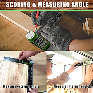 Digital Angle Finder Protractor, 2-in-1 Digital Miter Saw Protractor, 7 Inch/200mm ABS Angle Ruler, High Accuracy Miter Angle Measuring Tool for Woodworking, Metalworking, Carpenter, Construction