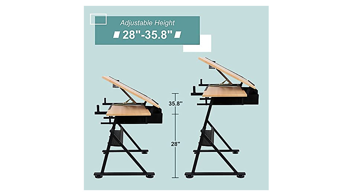 ZENY Drafting Table Art Desk - Adjustable Artist & Craft Table