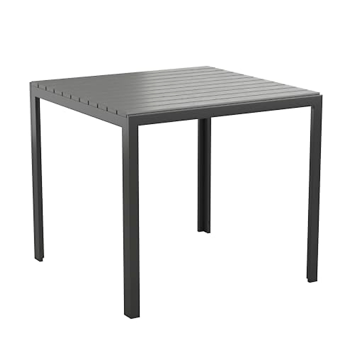 Flash Furniture Harris Commercial Indoor/Outdoor Patio Table - Black Poly Resin Slatted Top - Black Steel Frame - Seating for 4, 31.5" Square