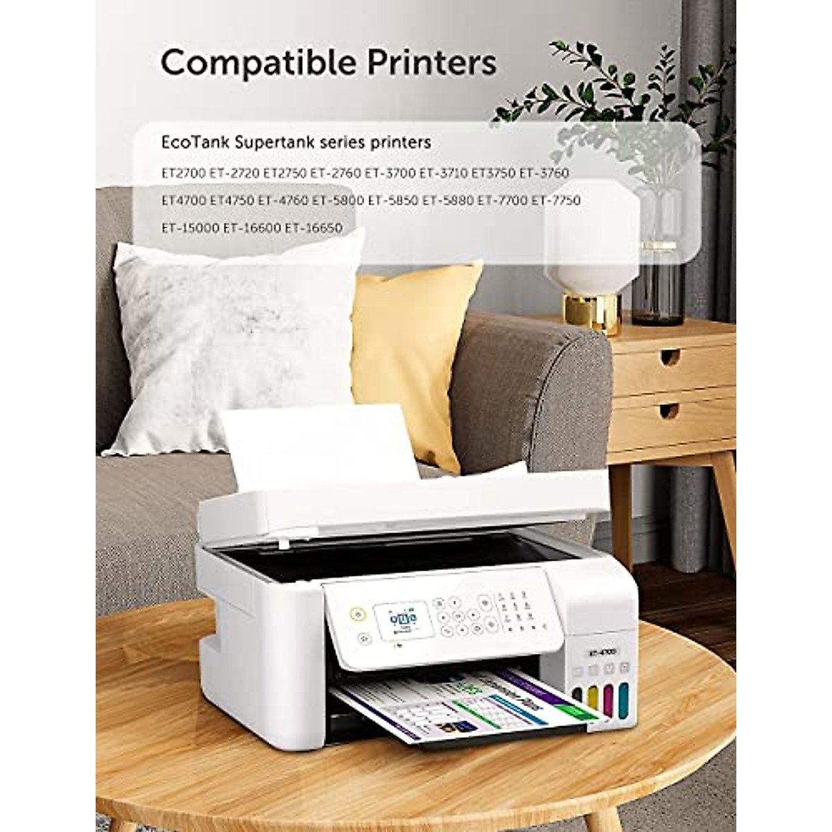 Hiipoo Sublimation Ink for EcoTank Supertank Inkjet Printers ET-2803 ET-2800 ET-2850 ET-2720 ET-4800 ET-2400 ET-3760 ET-15000 ET-4760 Heat Press Transfer on T-Shirt Mug (Autofill/ICC-Free/Anti-UV)