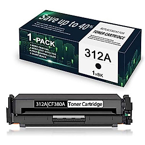 1-Pack Black 312A | CF380A Compatible Remanufactured Toner Cartridge Replacement for HP Color Laserjet Pro MFP M476dw M476dn M476nw Printer, Toner Cartridge.