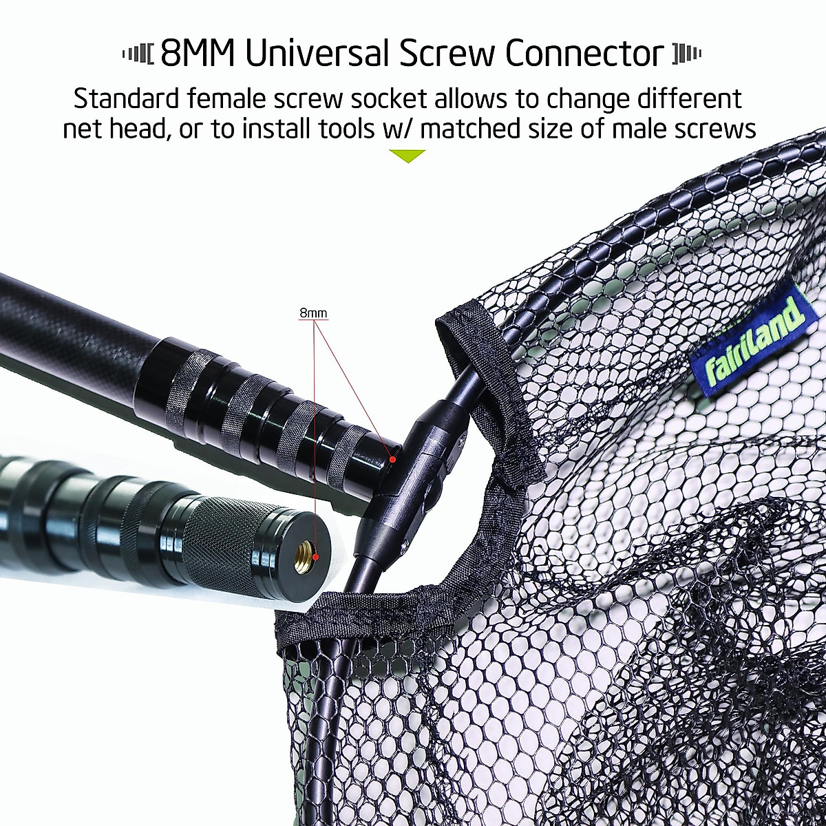 Fairiland Telescopic Fishing Net Long Handle Landing Net with Carbon Pole Rubber Fishing Net Full Metal Hoop Fish Landing Let (3.45M/11FT)