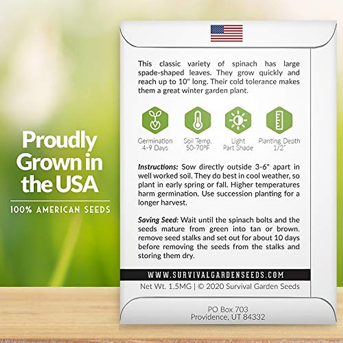 Survival Garden Seeds - Viroflay Spinach Seed for Planting - Packet with Instructions to Plant and Grow Nutritious Leafy Greens in Your Home Vegetable Garden - Non-GMO Heirloom Variety - 1 Pack