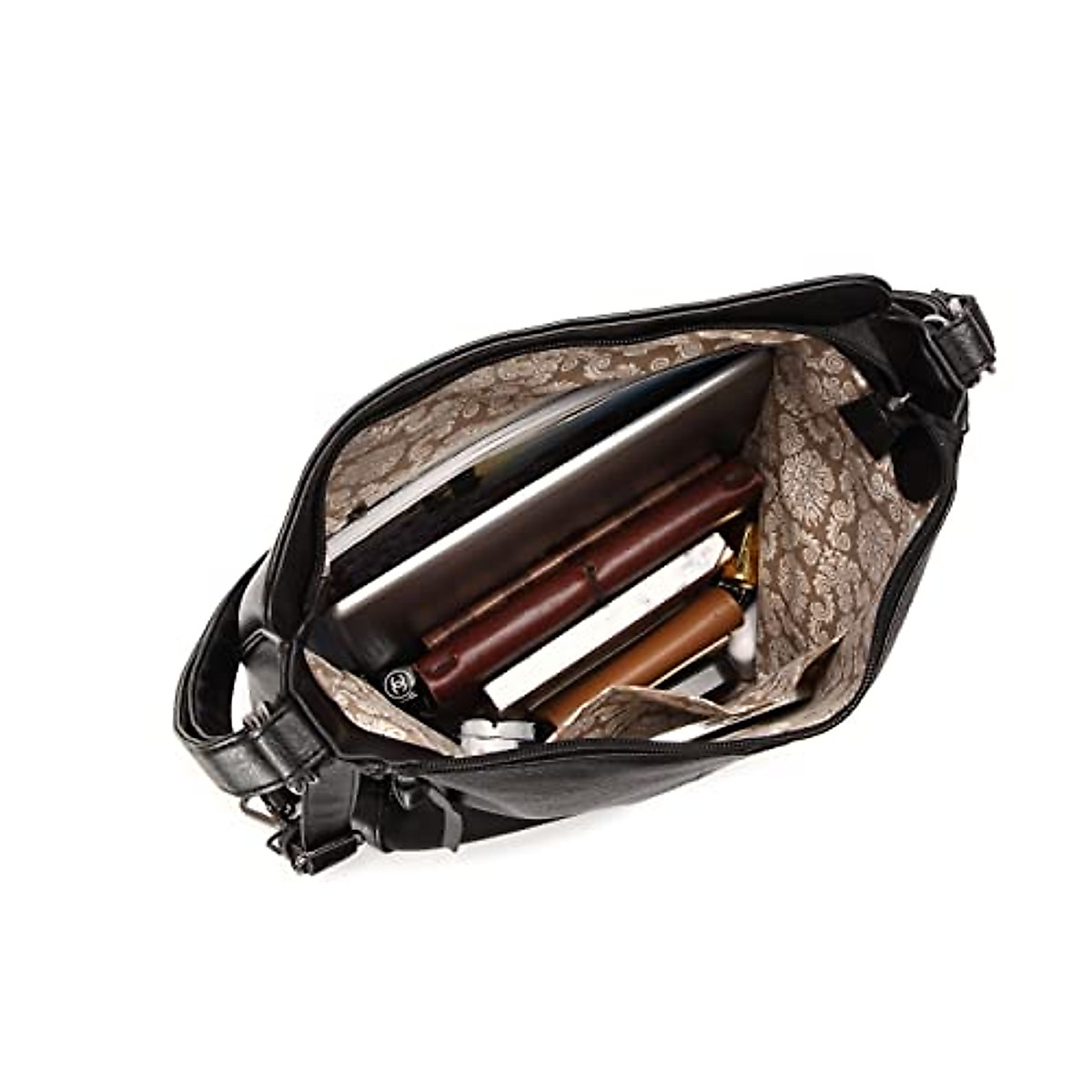 Ashioup Tote Shoulder Bags Large Concealed Carry Purses and Handbags PU Leather Hobo Crossbody Bags for Women (Black)