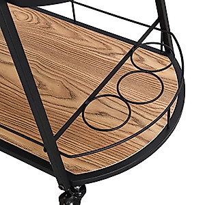 3-Tier Industrial Mobile Bar Cart Serving Wine Cart with Wheels, Rolling Storage Cart Kitchen Island Cart for Kitchen Dining Room, Metal Frame & MDF Material, Black